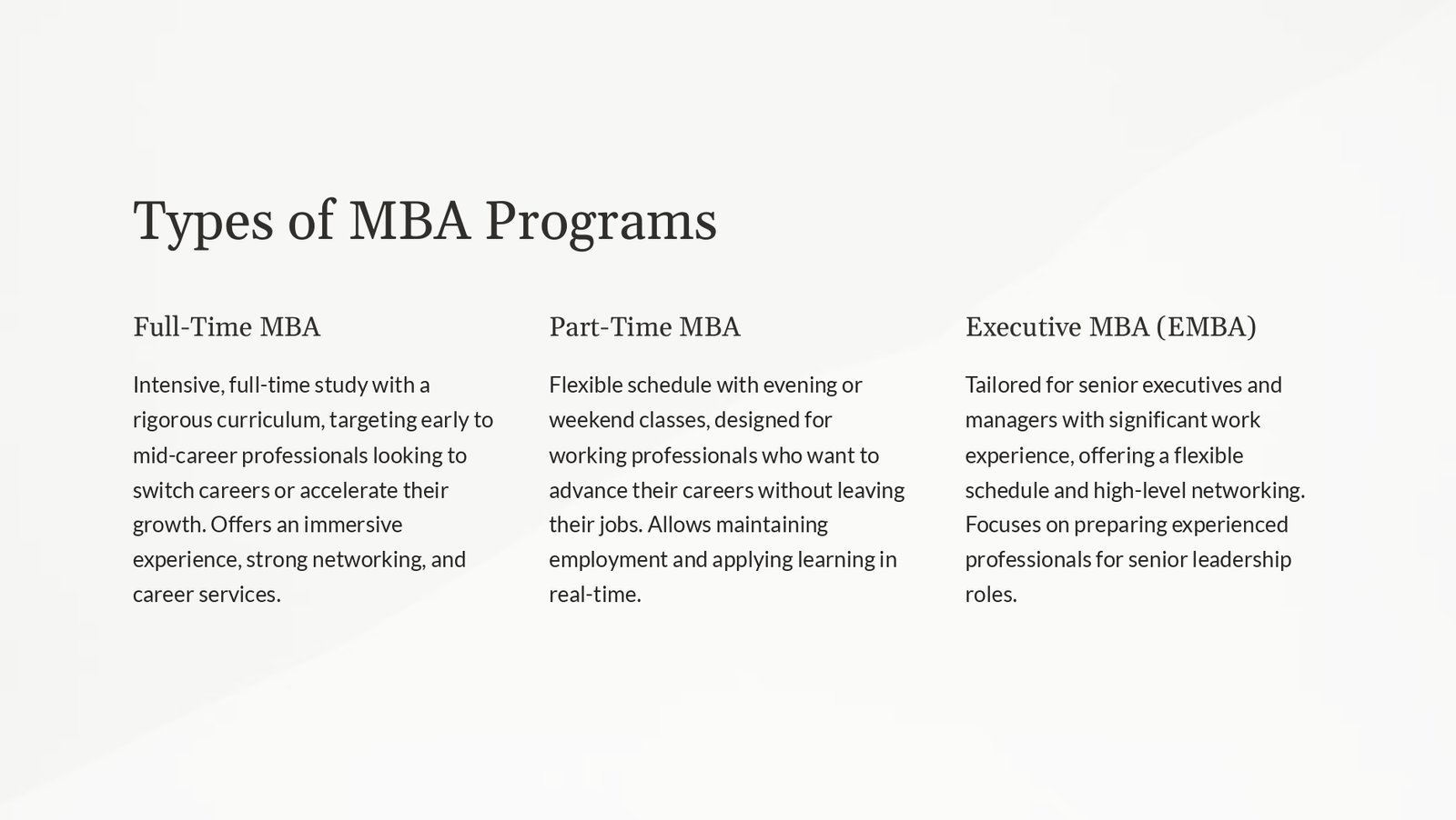 Research and Preparation for MBA Programs PDF - Connect 4 Techs