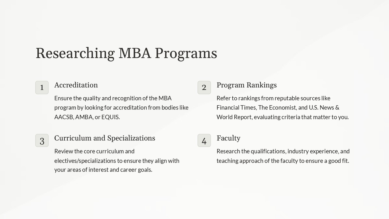 Research and Preparation for MBA Programs PDF - Connect 4 Techs